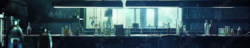 Abandoned Laboratory with Scattered Test Tubes and Equipment on the ...