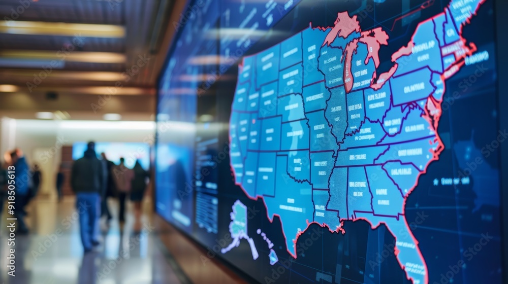 Digital Map Display of Election Results by State with Progression ...