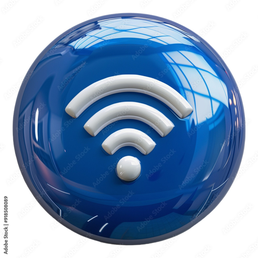 Blue circular Wi-Fi icon isolated on transparent background ...