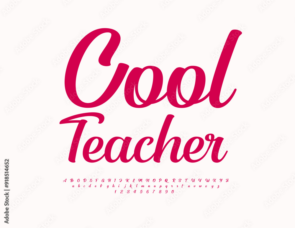 Vector educational icon Cool Teacher. Bright Cursive Font. Beautiful ...