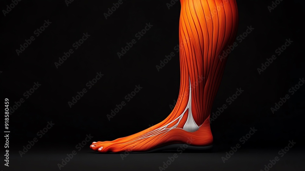Ilustracja bez tantiem: Detailed view of the calf muscle with nerve ...