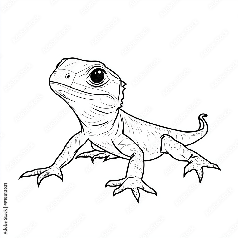 Lizard Coloring Page for Kids in Cartoon Style Stock Photo | Adobe Stock