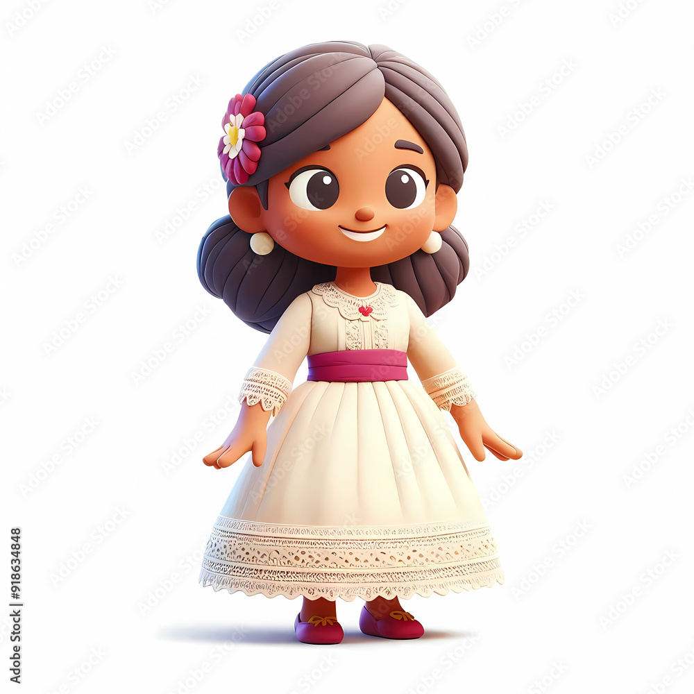 Philippines Cultural Character Girl in Traditional Filipiniana Dress ...