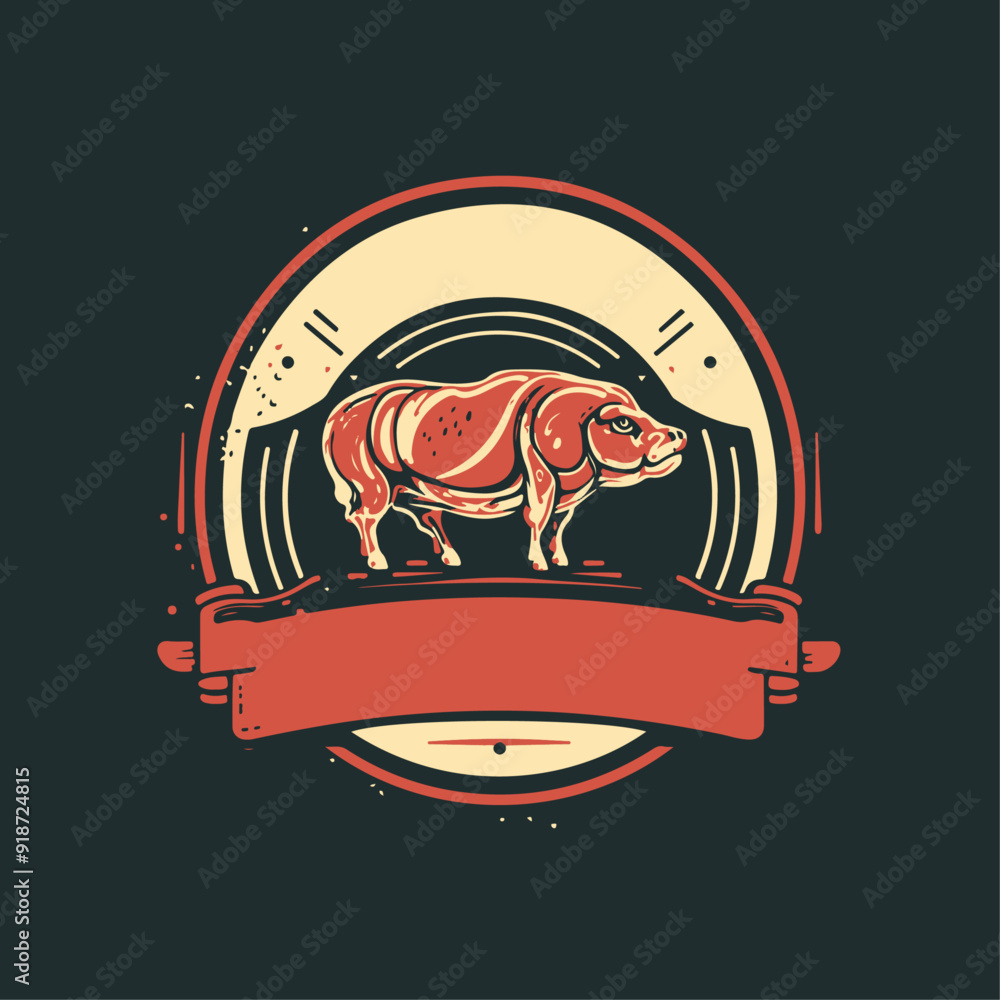 logo meat shop with frame border vector illustration butcher shop ...
