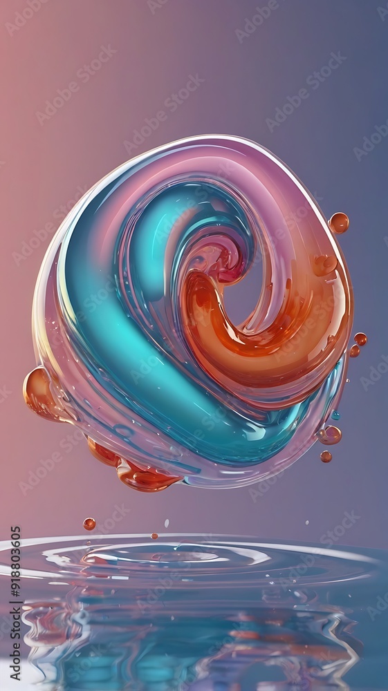 4k wallpaper of 3d abstract floating liquid object with gradient color ...