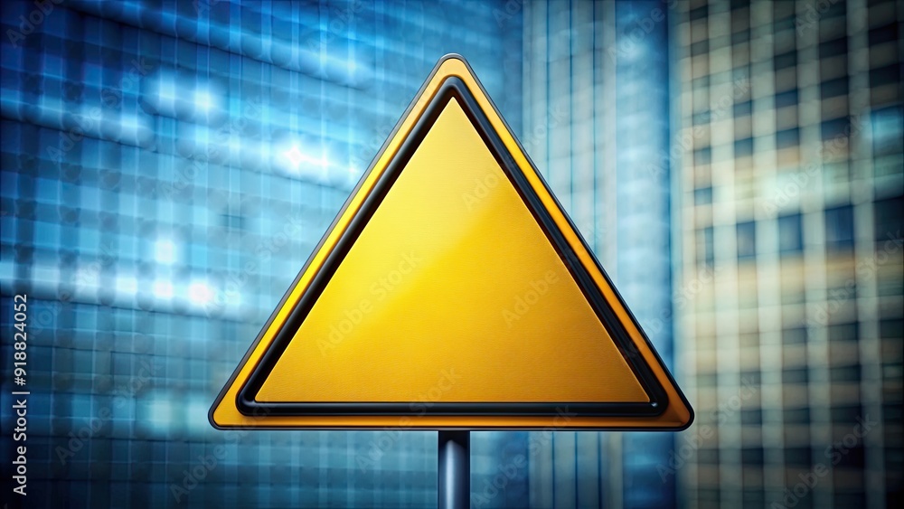 Yellow triangle warning sign on a background , caution, alert, danger ...