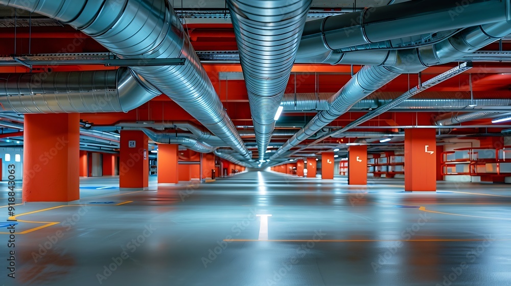 Underground parking of a commercial building with navigation system ...