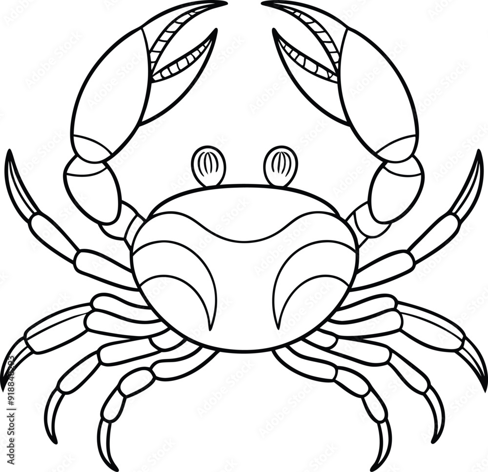 crab line art coloring page for kids illustration Stock Vector | Adobe ...