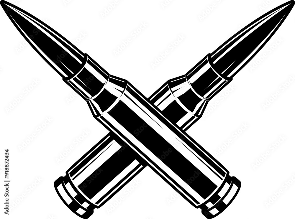 Crossed bullets cartridges from assault rifle. Design element for ...