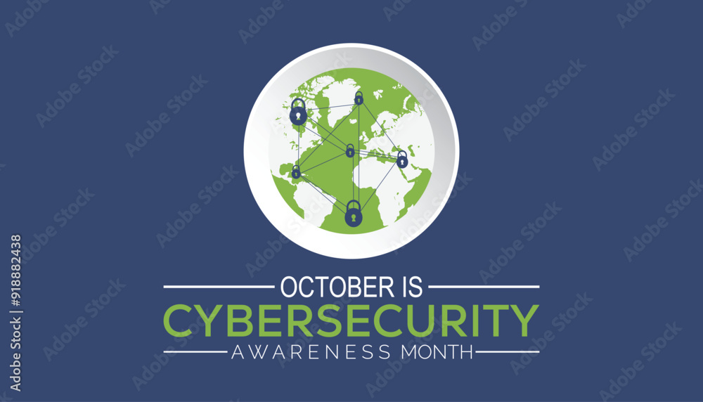 Cybersecurity Awareness Month is observed every year on October.Holiday concept background ...