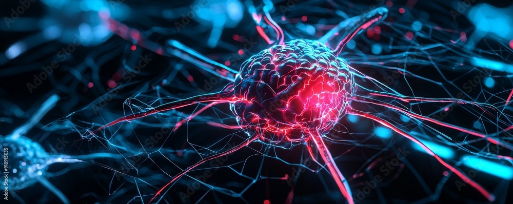 Abstract Representation of a Neuron Cell, 3D Model of the Nervous ...