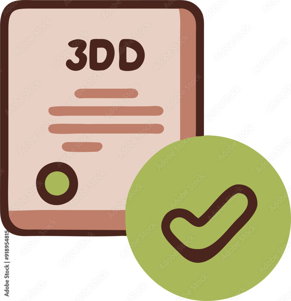 3d flat icon as clean food handling with certificate and iso badge ...
