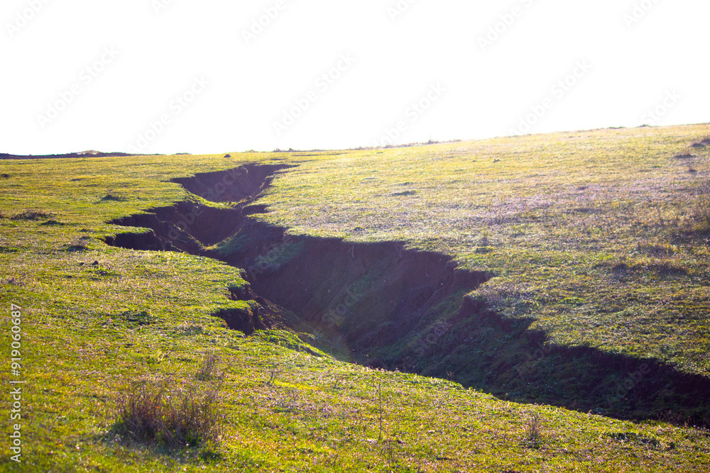 Foto de Stock Fault line. Earthquake. Fault line visible from the ...