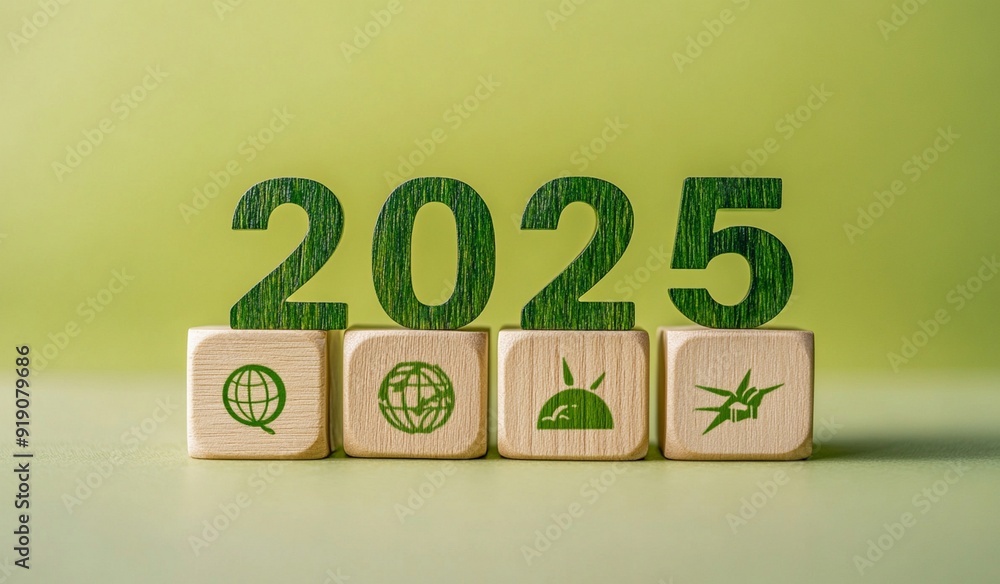2025 growth business. wooden block with 2024 change to 2025, Set up ...