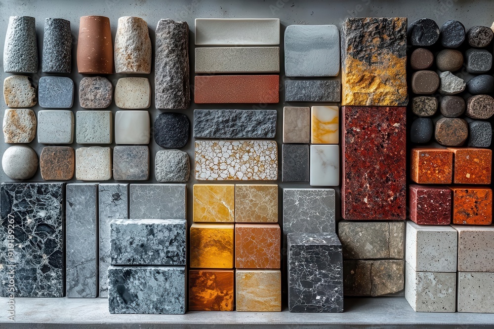 artful arrangement of diverse tile samples showcasing a spectrum of ...