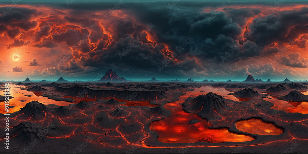 HDRI Lava Landscapes Equirectangular Panorama 43 Stock Illustration ...