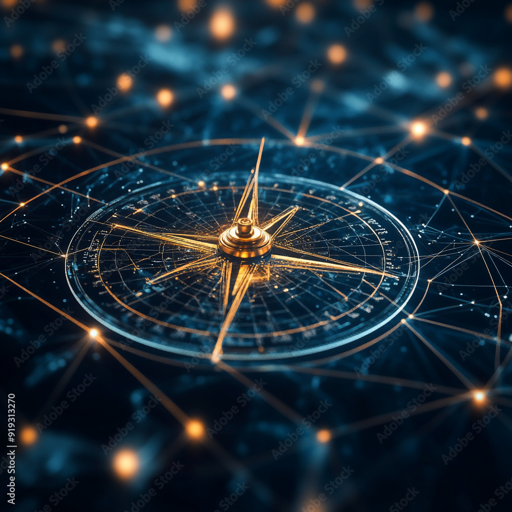 futuristic network of Digital and business transformation connected by ...