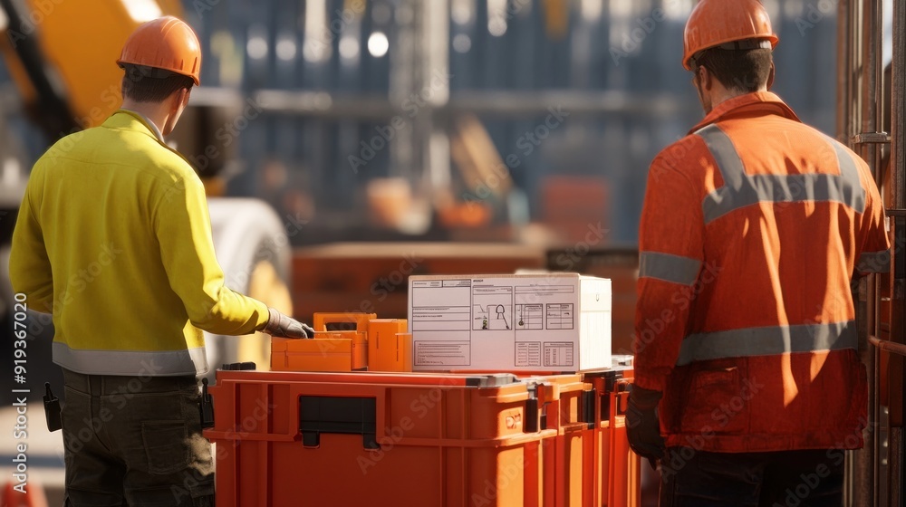 Generate a photo realistic image of supervisors inspecting safety ...