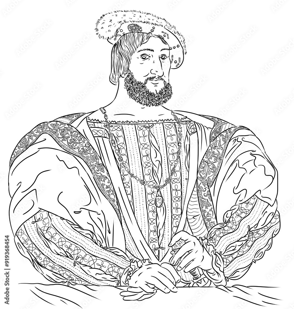Ilustração Portrait of Francis the first, François 1er, king of France ...