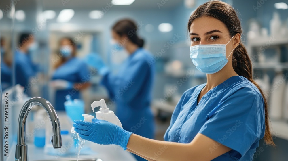 Generate a photo realistic image of workers receiving training on ...