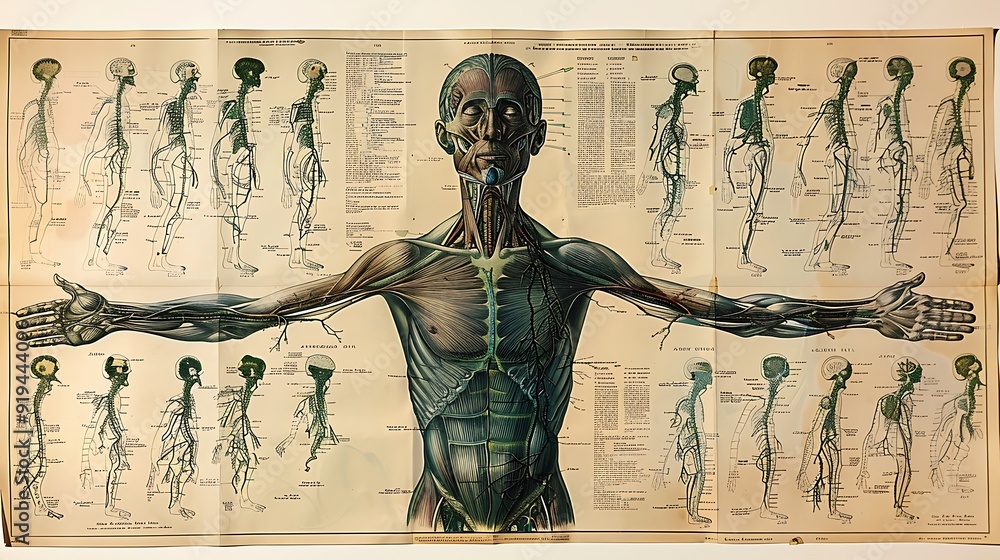 Gross anatomy of lymphatic system showing lymph nodes vessels and ...