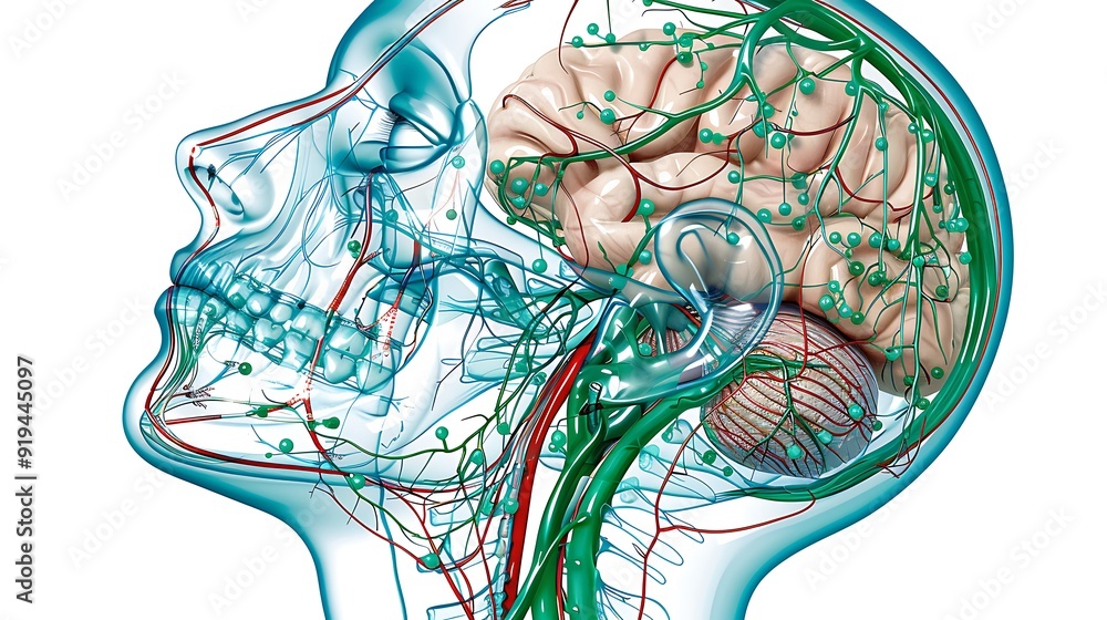 Gross anatomy of lymphatic system showing lymph nodes vessels and ...