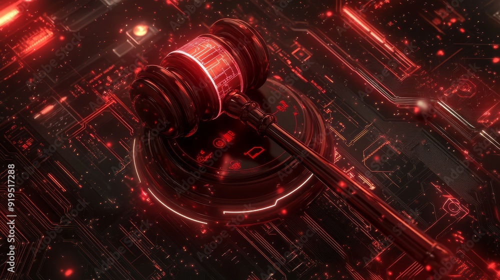 Symbolizing cybersecurity laws and regulations, the image depicts a ...