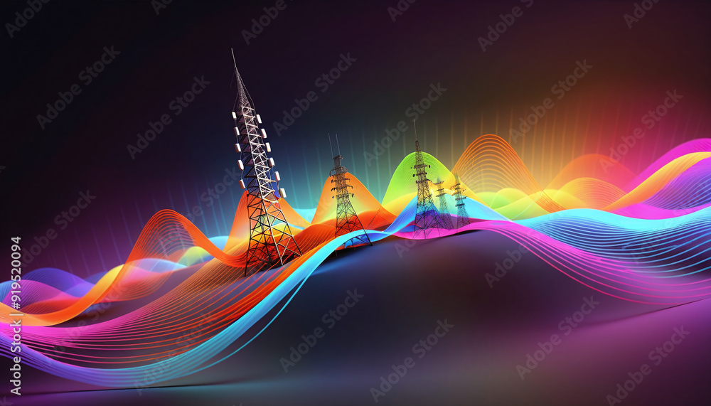 Illustrative visualization of radio waves around a transmitting and ...