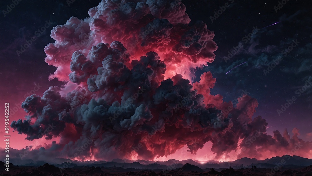Pink neon light smoke. Space cloud game background. Metaverse wallpaper ...
