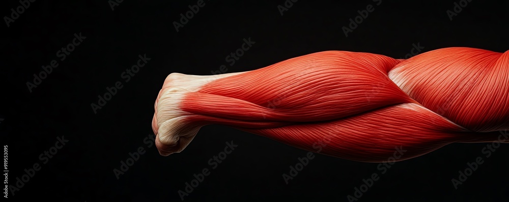 Detailed view of the skin overlying the biceps, showing the connection ...