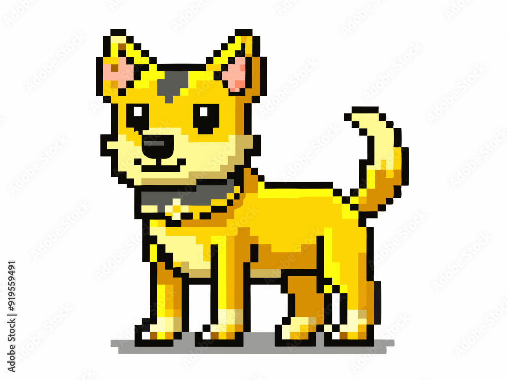 Vector de Stock Dog pixel art. Mixes breed cute puppy, 8 bit pixel ...