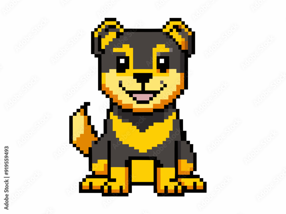 Dog pixel art. Mixes breed cute puppy, 8 bit pixel style. Video game ...