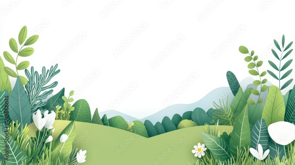 Eco-friendly custom frame flat design front view, nature-inspired theme ...