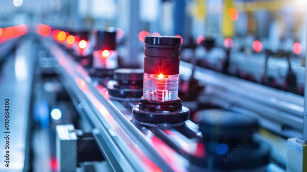 Photoelectric Sensor for distance detection in machine factory. Photo ...