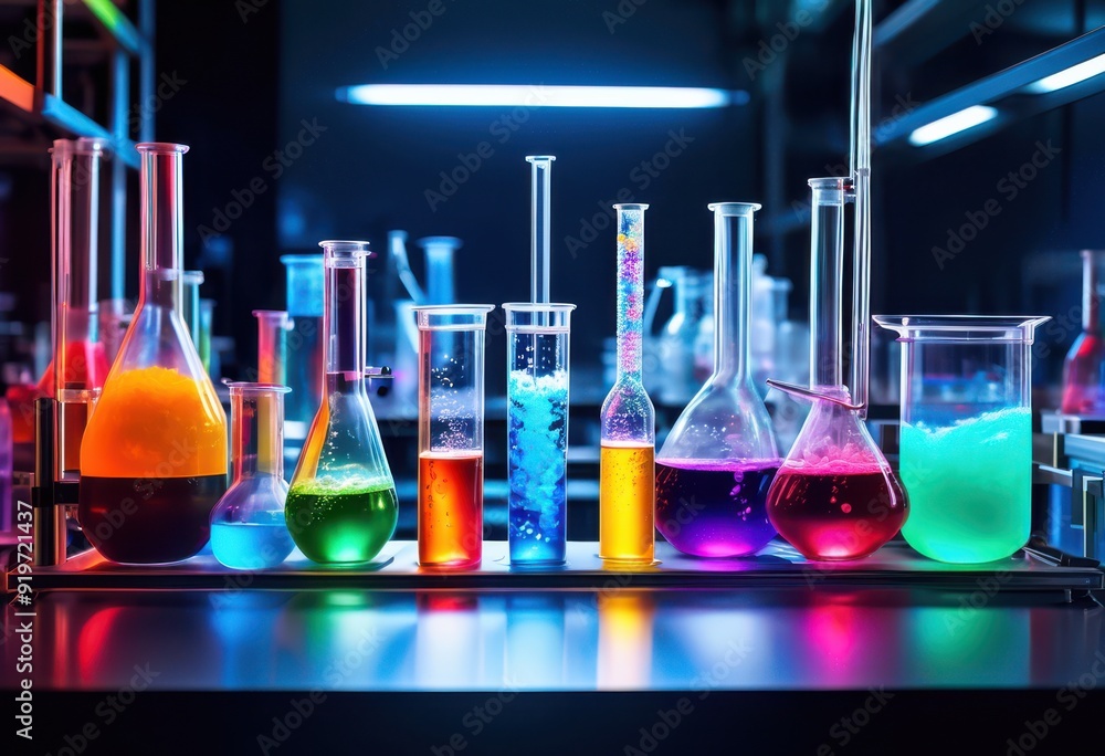 innovative laboratory technology showcasing bright colorful chemical ...