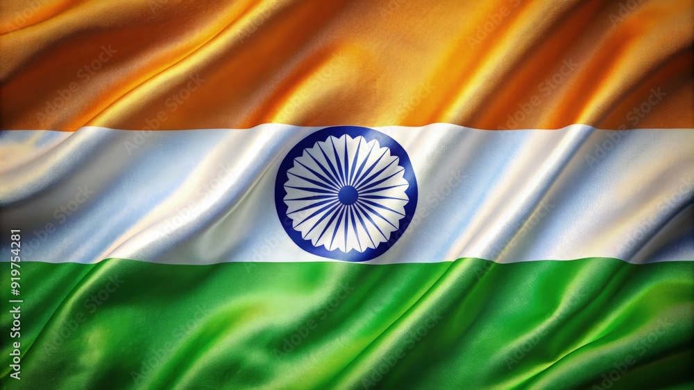 Vibrant Indian flag waving as a desktop background with rich colors and ...