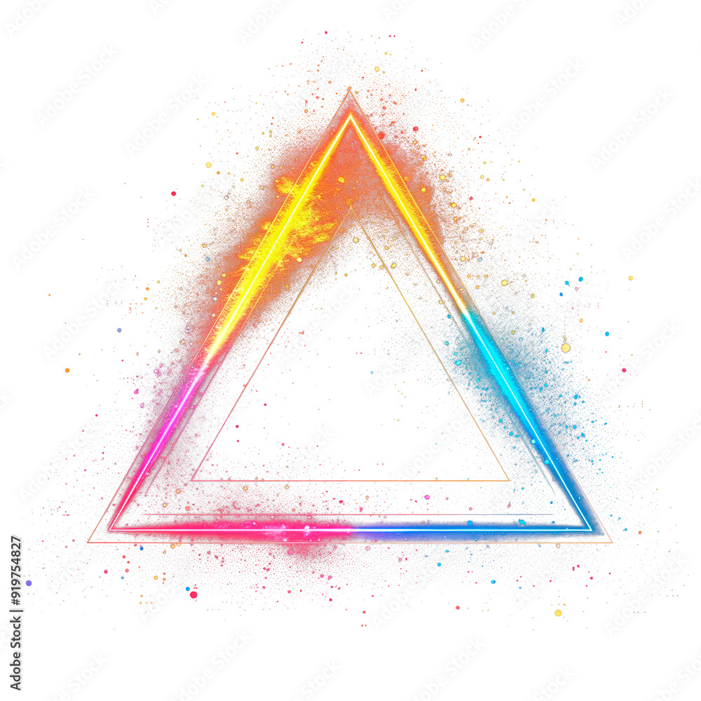 Multicolored glow magic triangle isolated on white or transparent ...