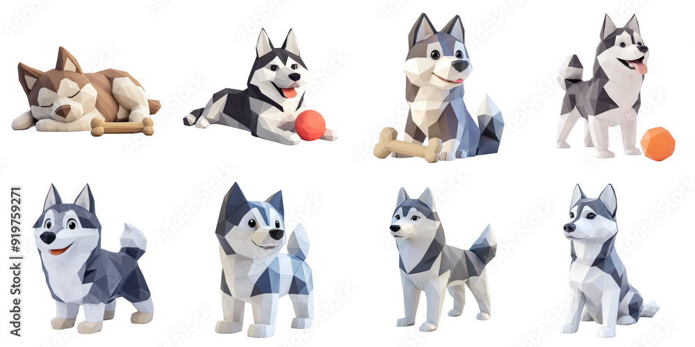 Siberian husky animation transparent collection set in png no ...