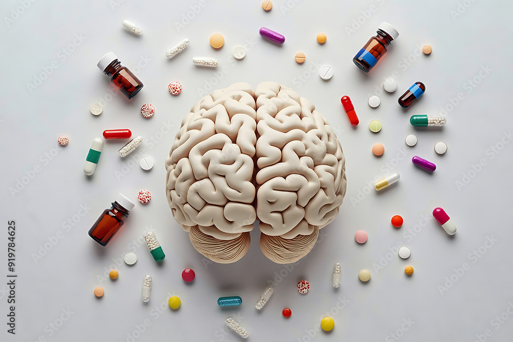 Brain model and medicine drug in laboratory. Stock Photo | Adobe Stock