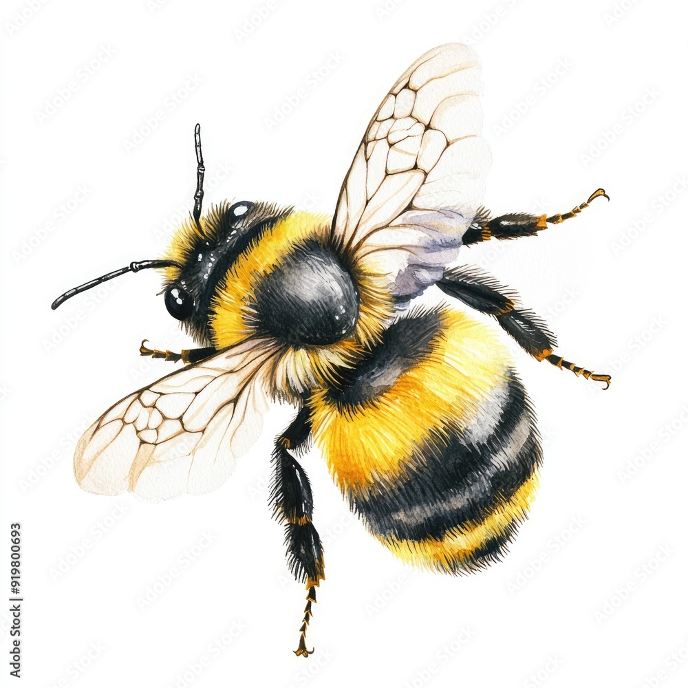 Bumblebee Clipart. Watercolor Bee Illustration with Realistic Details ...
