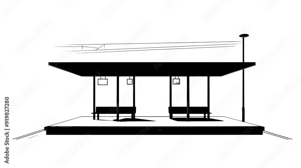 Tram stop featuring two platforms, metal shelters, tracks, and overhead ...