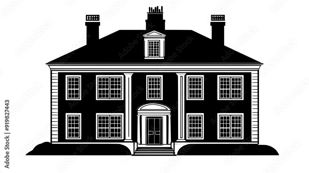 Well-preserved colonial-era mansion with symmetrical windows and a ...