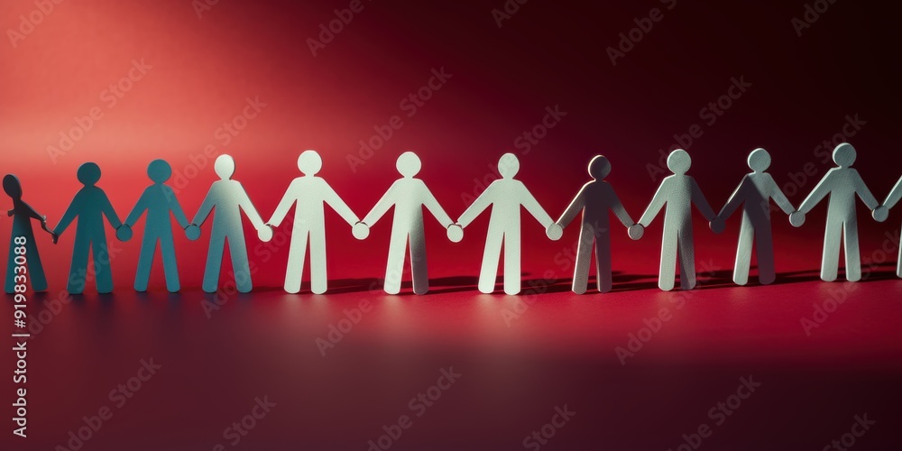 symbolic of paper chains. People are connected to each other. Concept ...