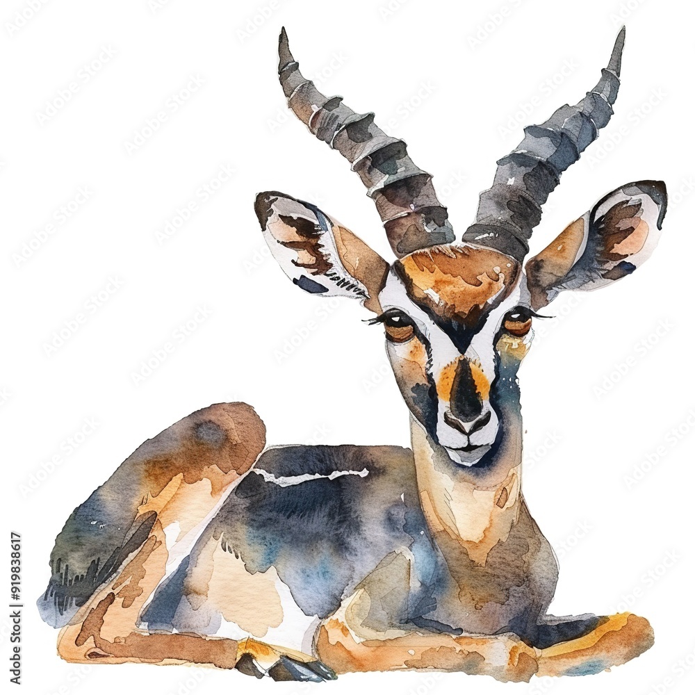Antelope watercolor fantasy animal cartoon isolated whitebackground ...