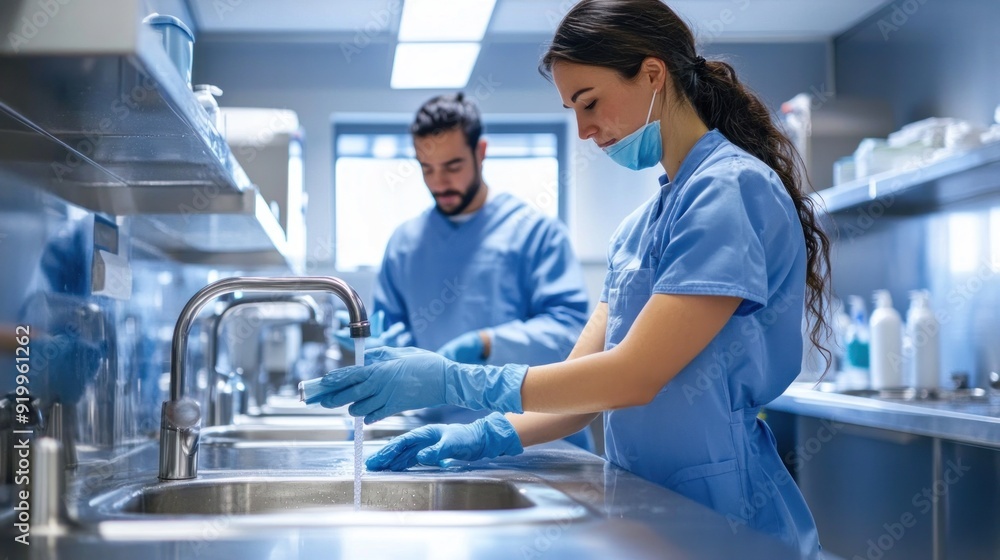 Generate a photo realistic image of workers receiving training on ...