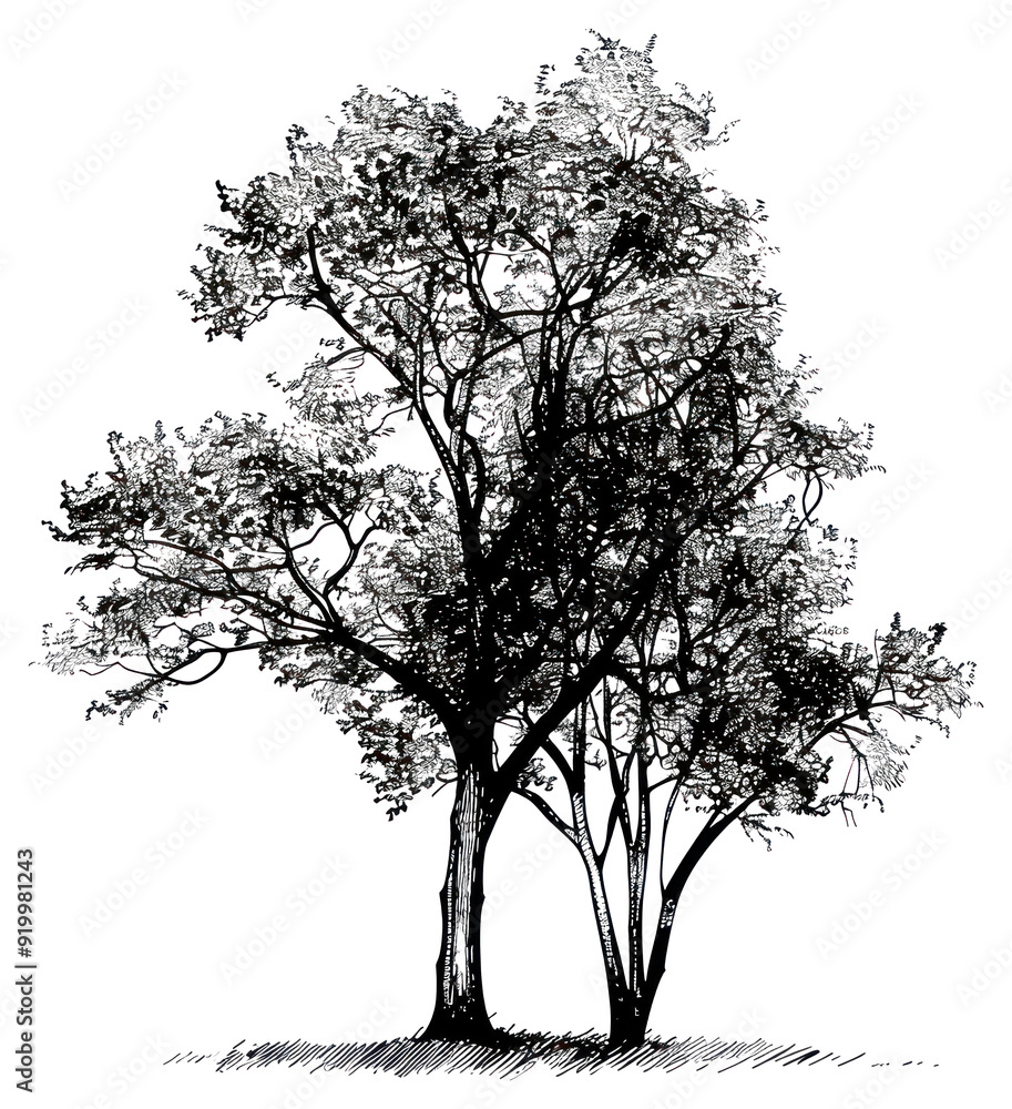 PNG graphics *tree outline* symbol for architecture and landscape ...