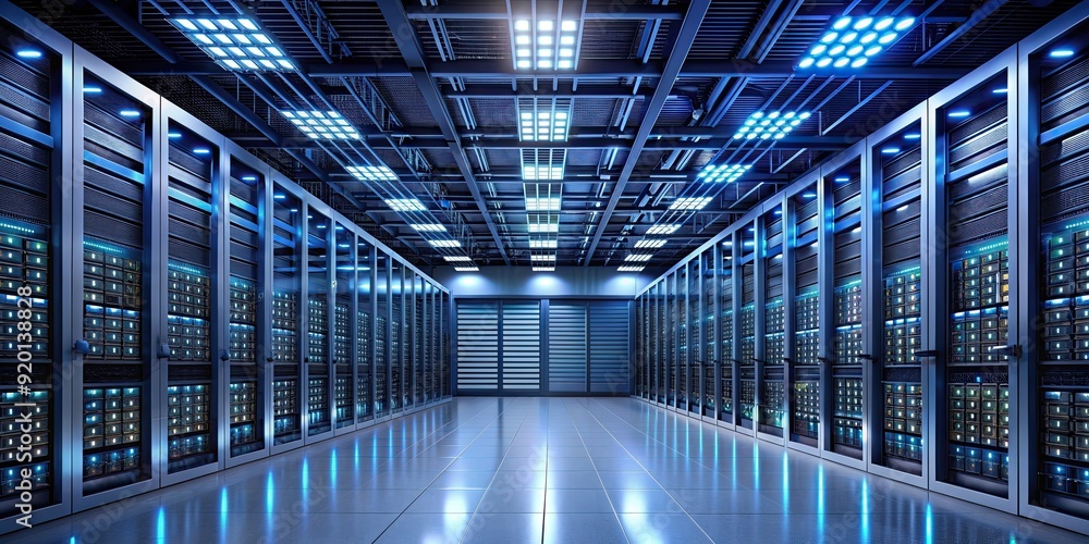 High quality of a server room with high resolution 8K detail ...