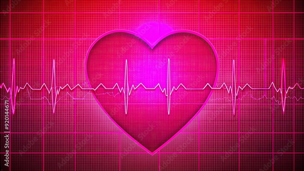 Human heart on ecg graph background, showing cardiac health and ...