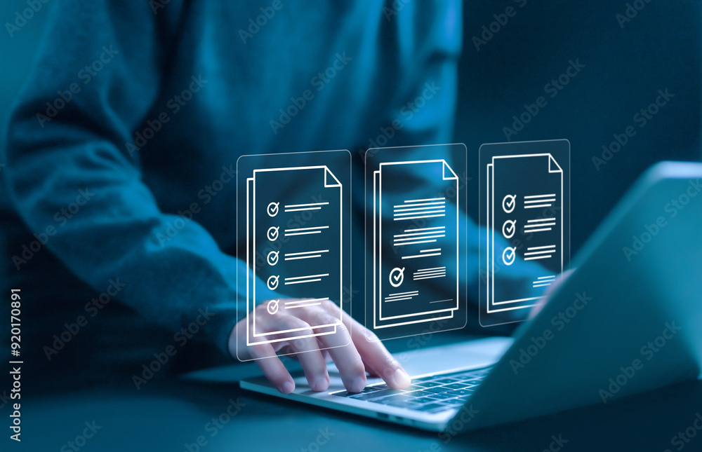 tick the checkmark in the survey item. checklist concept, tick mark evaluation in options check ...