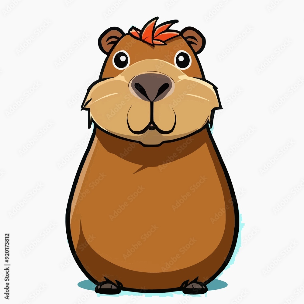 Capybara. Cute largest rodent. Vector illustration isolated on white ...